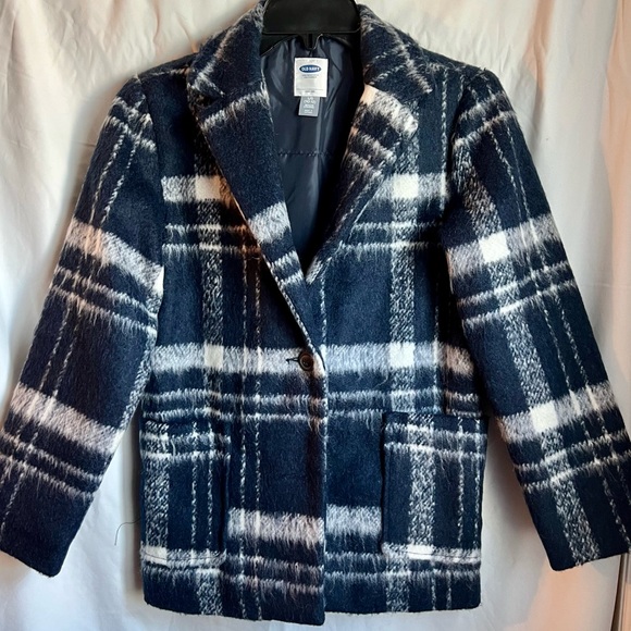 Old Navy | Jackets & Coats | Old Navy Girls Navy Blue And White Plaid ...